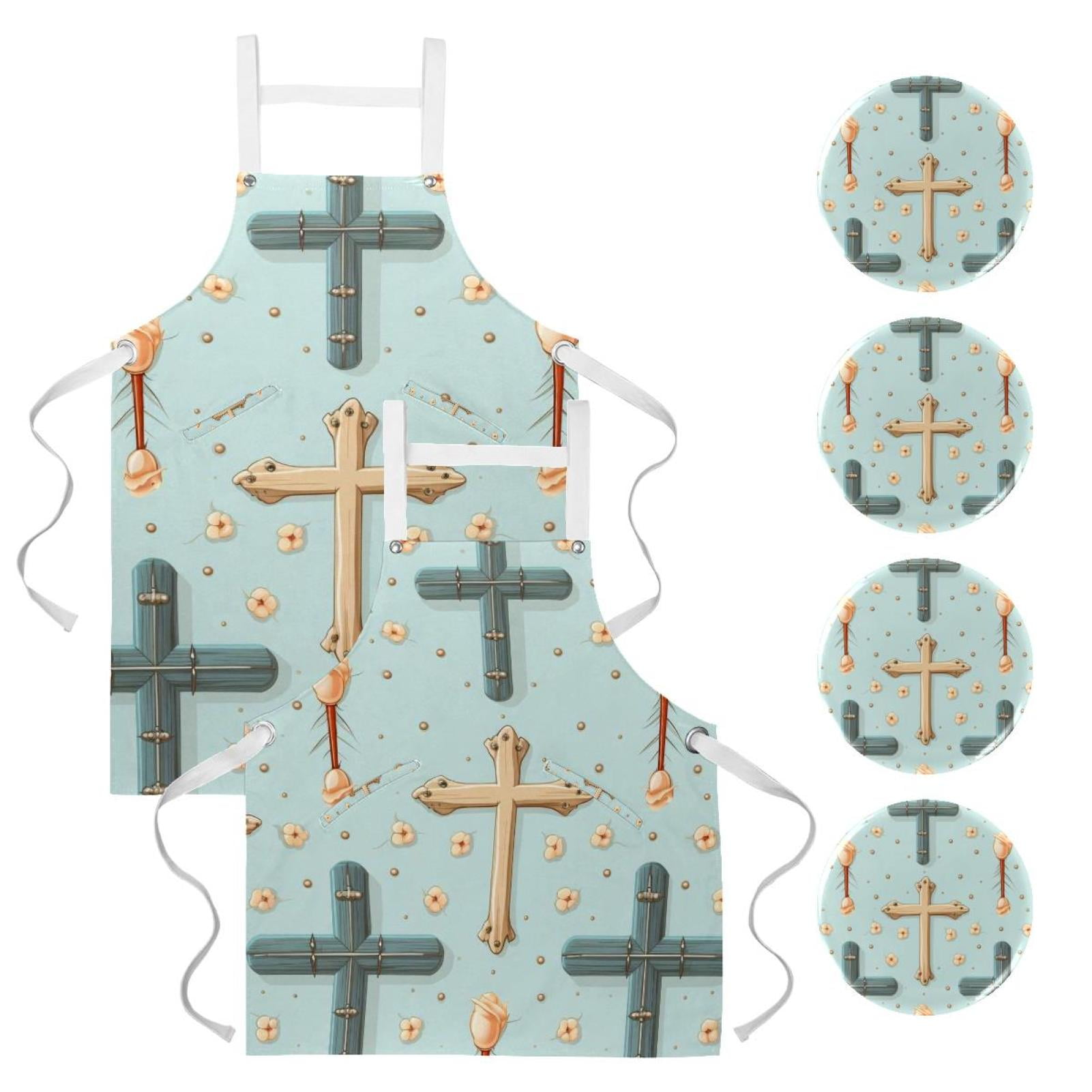 Aprons for Women Men Chef With Pockets - 2 Pack Holy Easter Cross ...