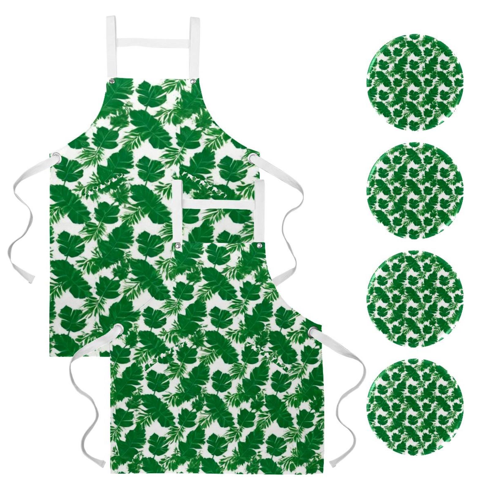Aprons for Women Men Chef With Pockets - 2 Pack Leaf Adjustable Bib ...