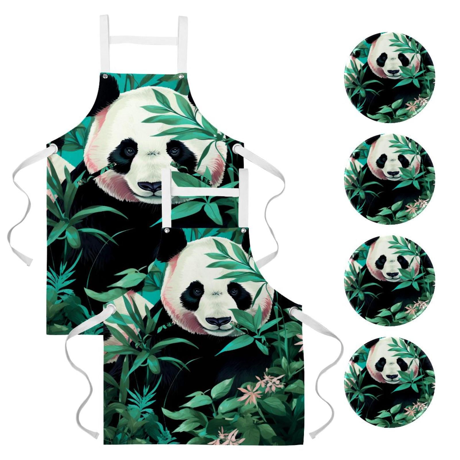 Aprons for Women Men Chef With Pockets - 2 Pack Lovely Panda Adjustable ...