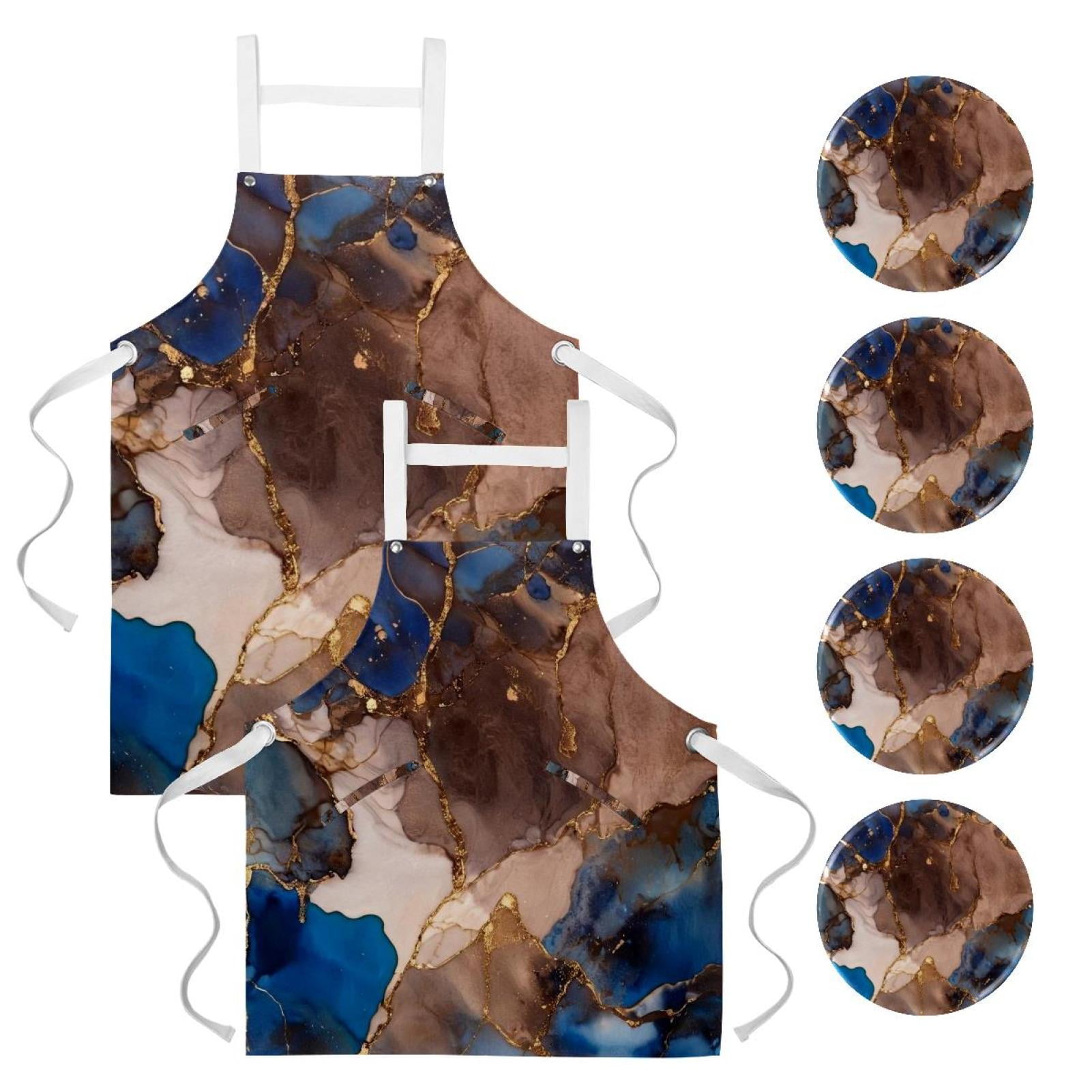 Aprons for Women Men Chef With Pockets - 2 Pack Marble Texture ...