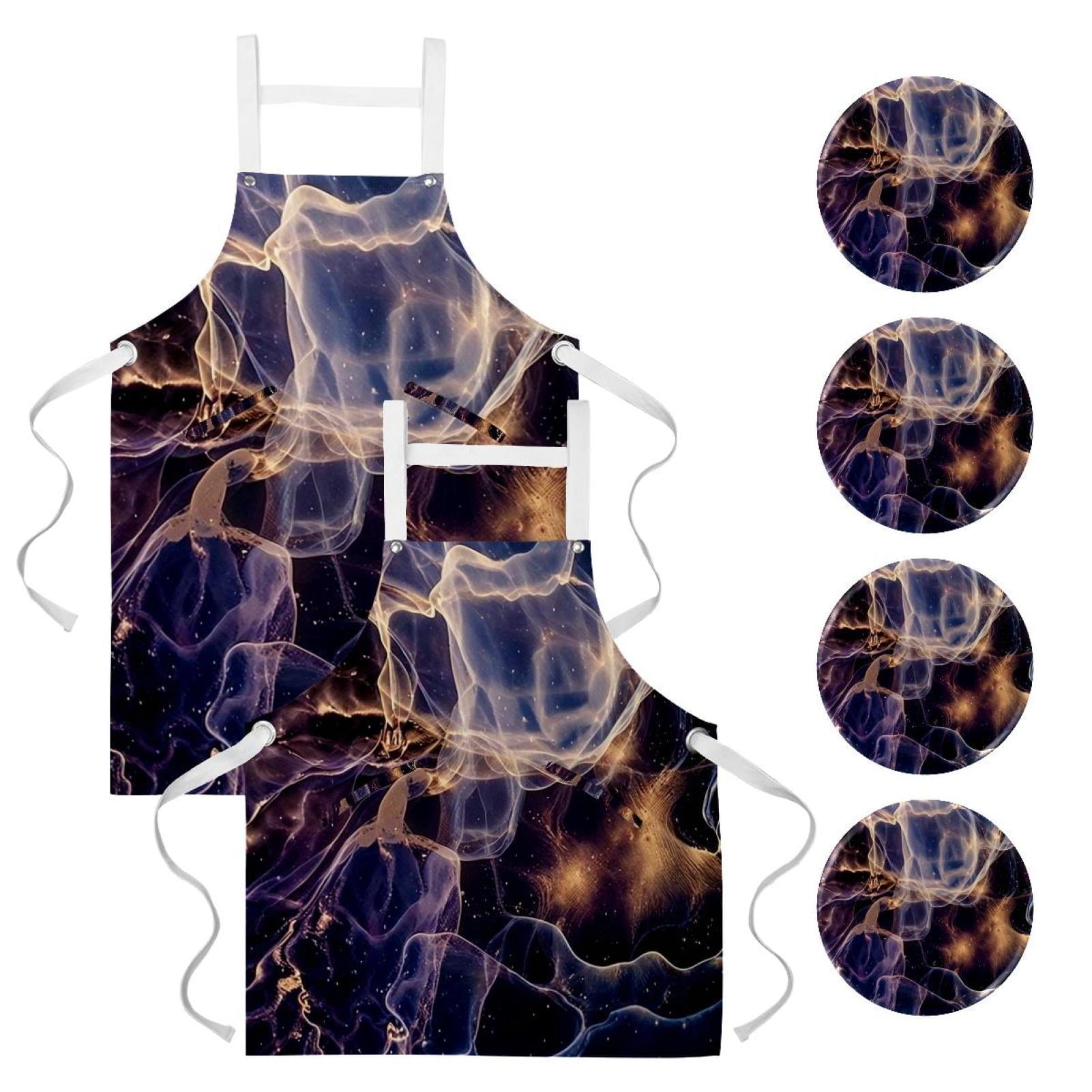 Aprons for Women Men Chef With Pockets - 2 Pack Marble Texture ...
