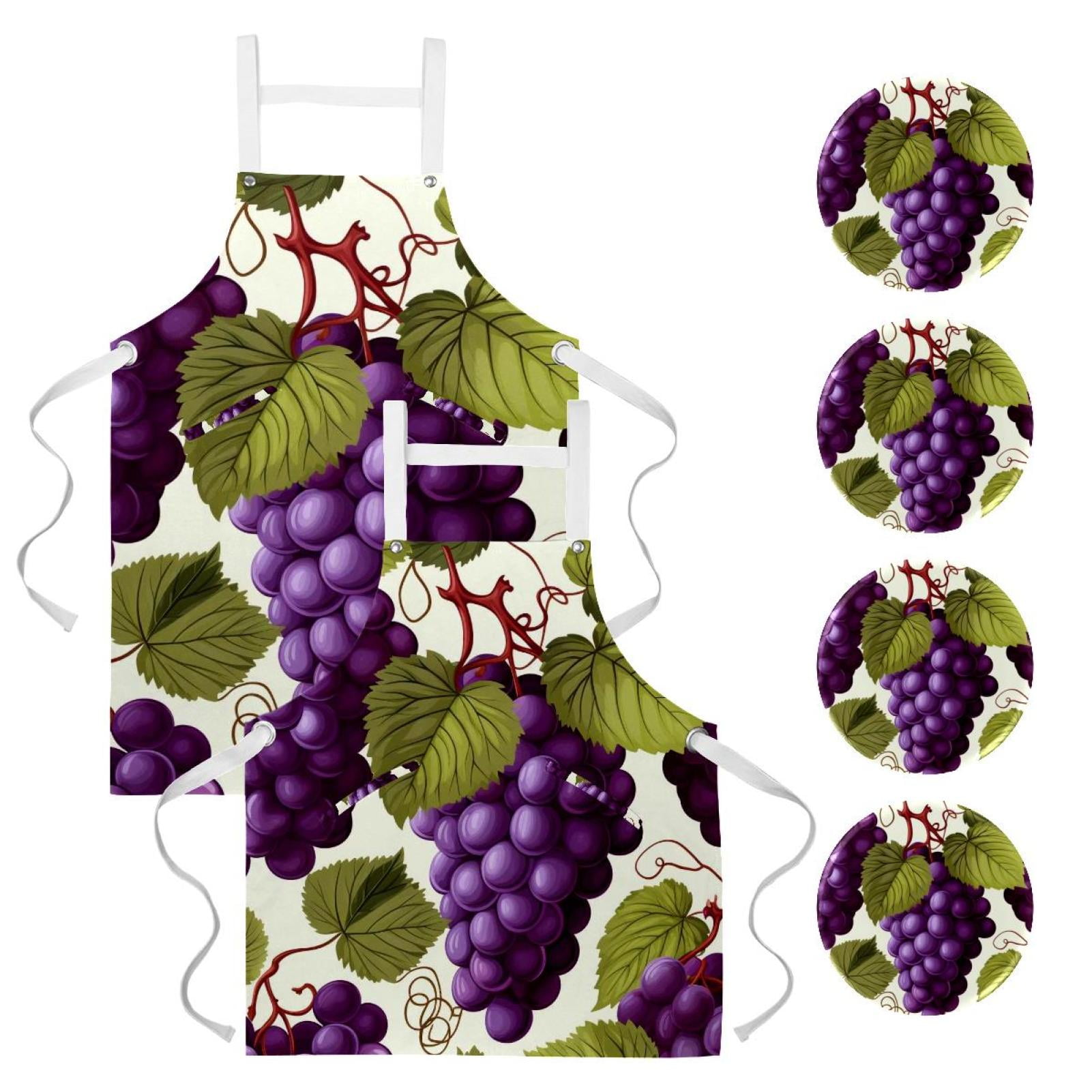 Aprons for Women Men Chef With Pockets - 2 Pack Purple Grape Adjustable ...