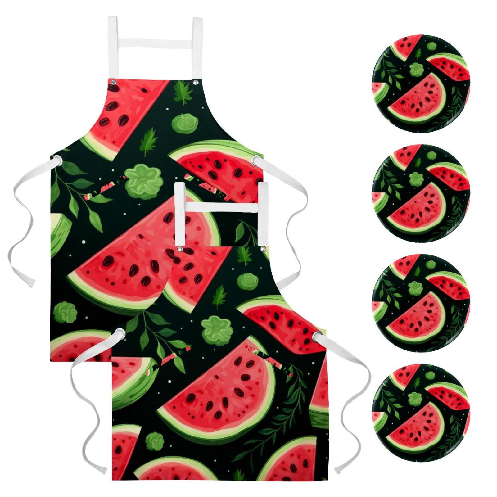 Aprons for Women Men Chef With Pockets - 2 Pack Red Watermelon ...