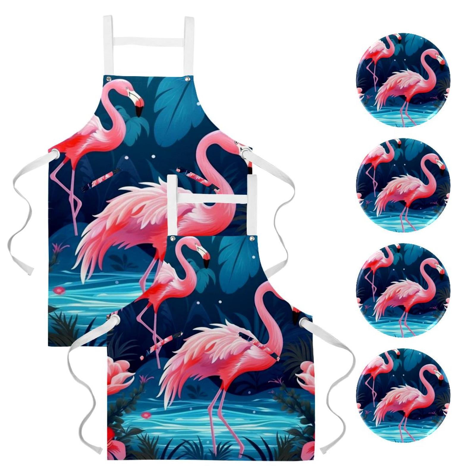 Aprons for Women Men Chef With Pockets - 2 Pack Tropical Jungle Pink ...