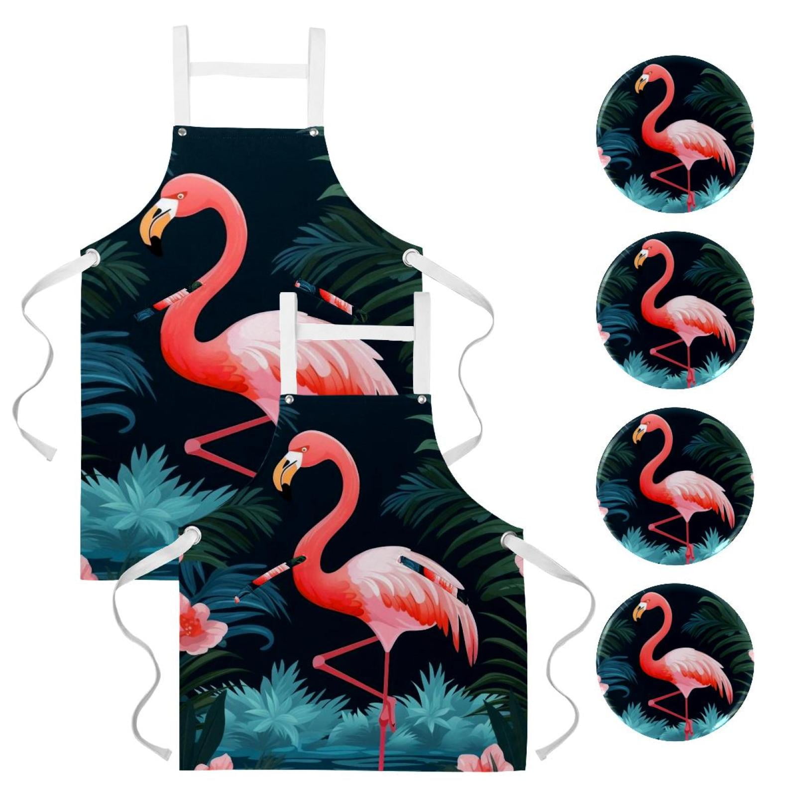 Aprons for Women Men Chef With Pockets - 2 Pack Tropical Jungle Pink ...