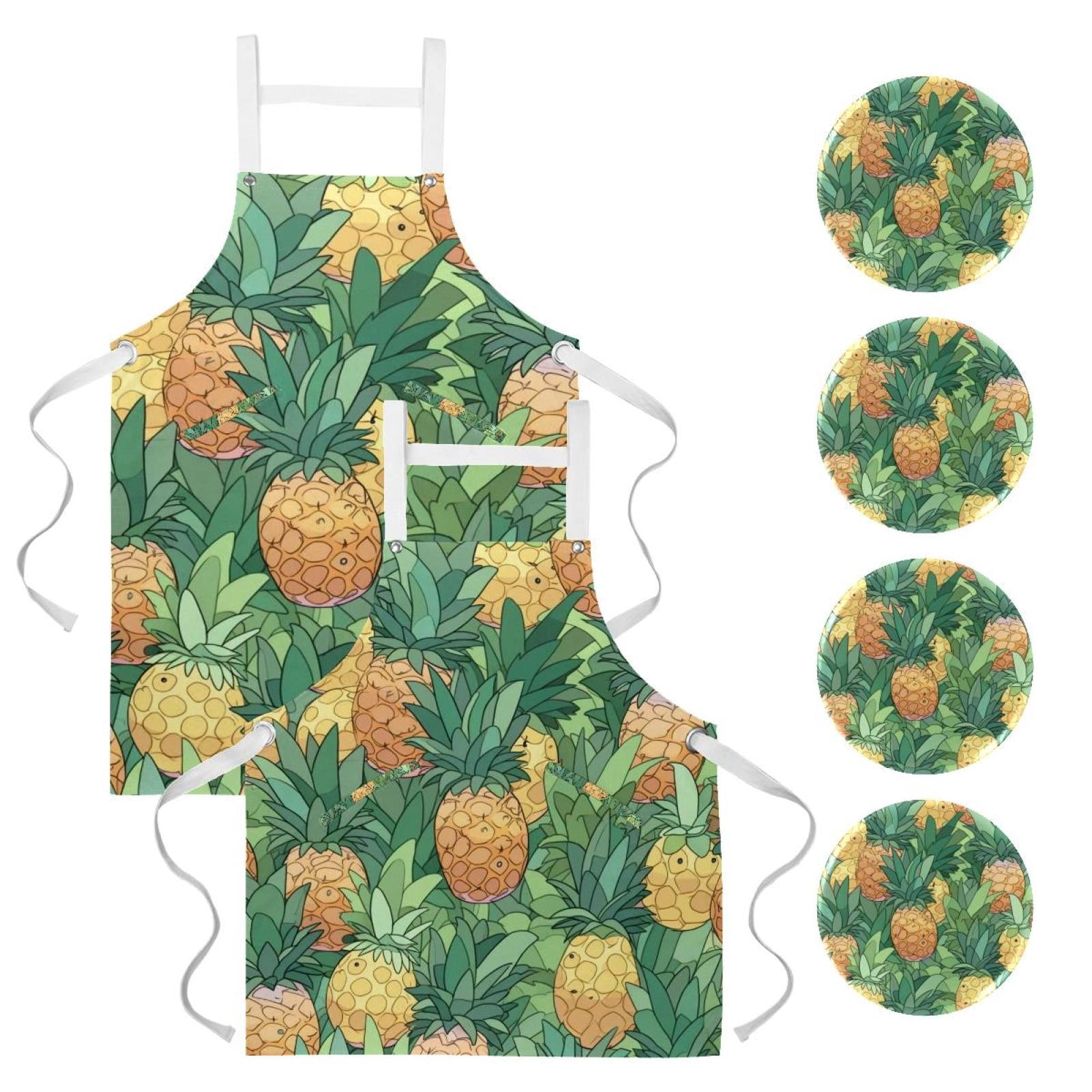 Aprons for Women Men Chef With Pockets - 2 Pack Tropical Pineapple ...