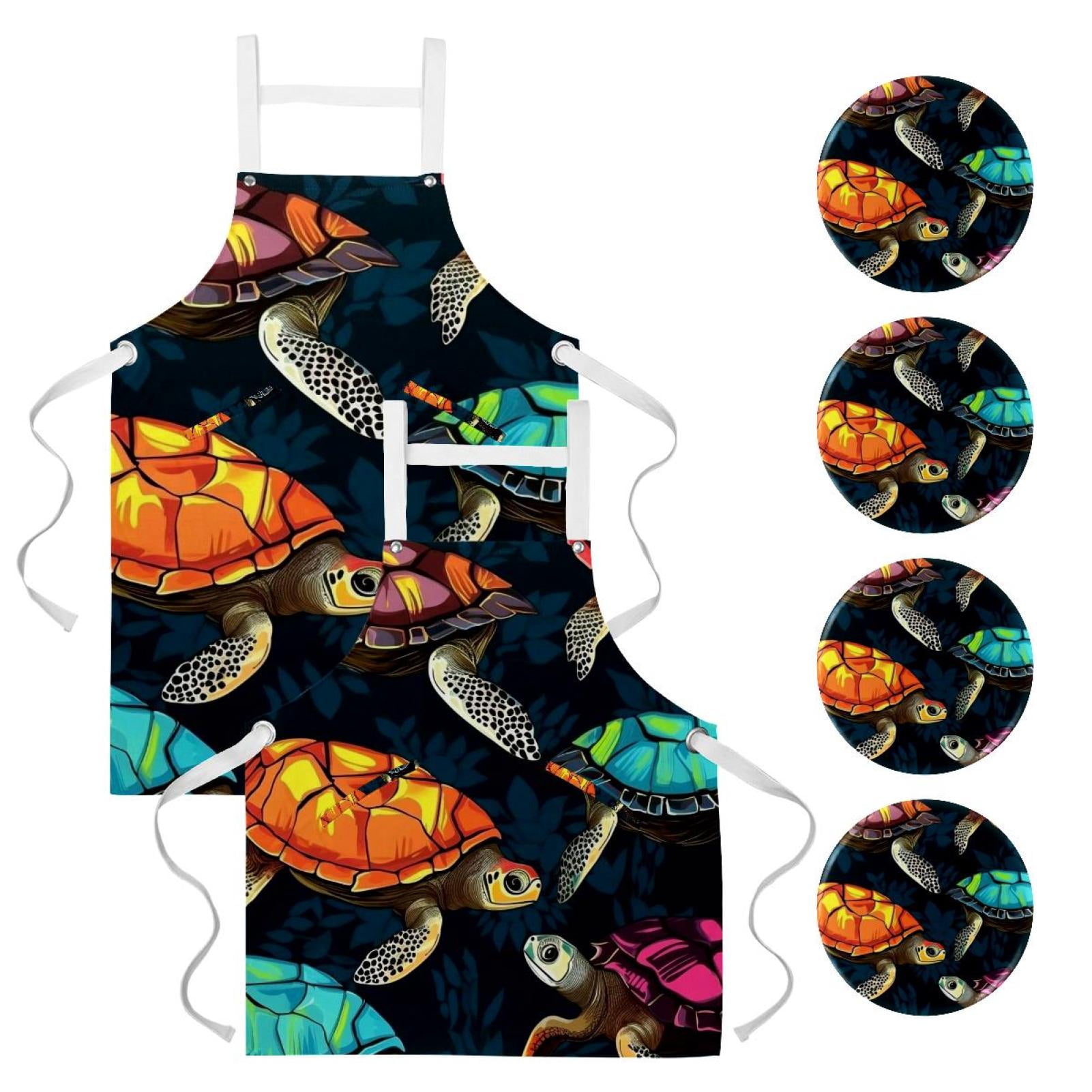 Aprons for Women Men Chef With Pockets - 2 Pack Turtles in the Water ...