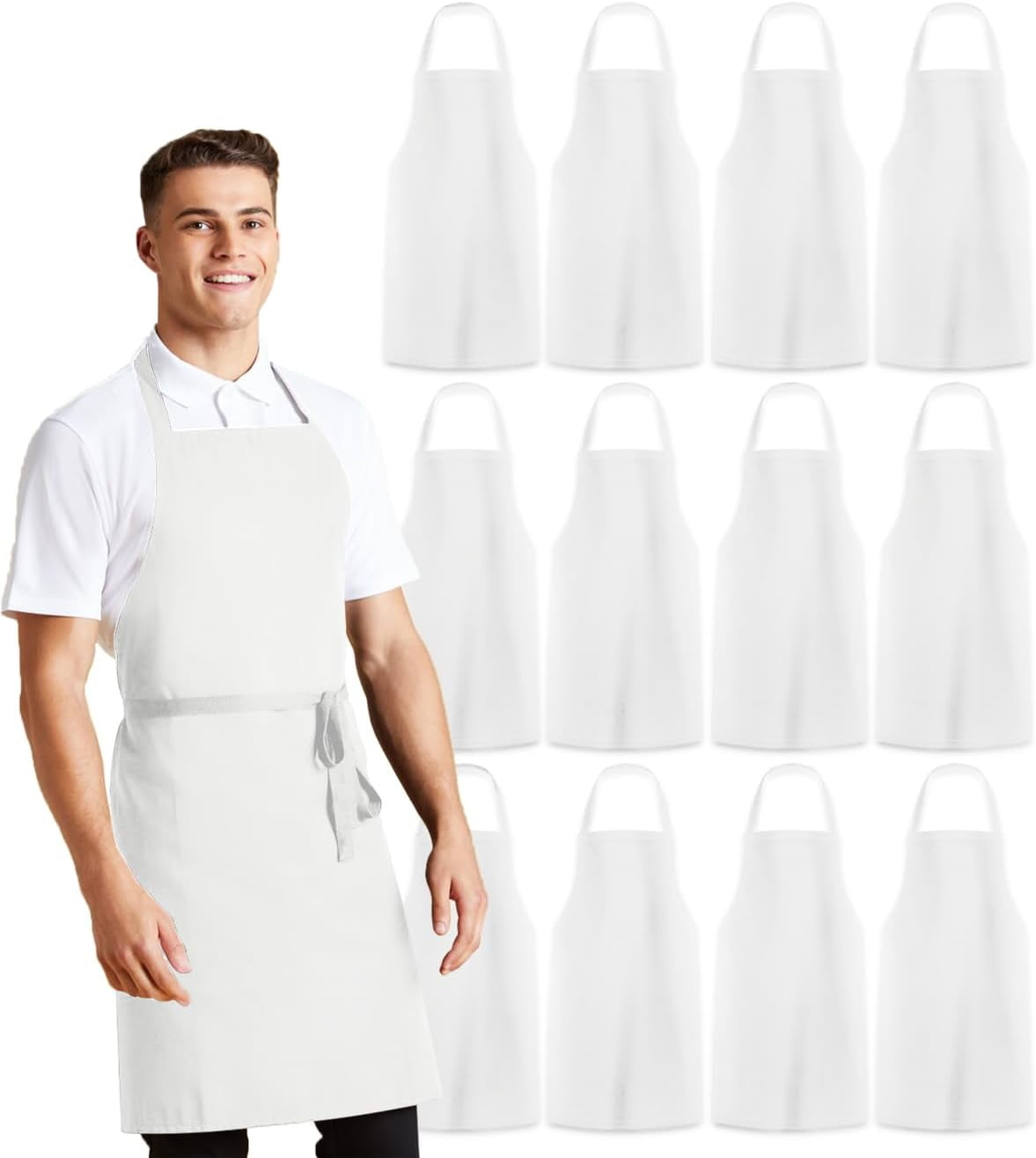 Aprons for Men - 100% Polyester Chef Apron Women with Extra Long Ties ...