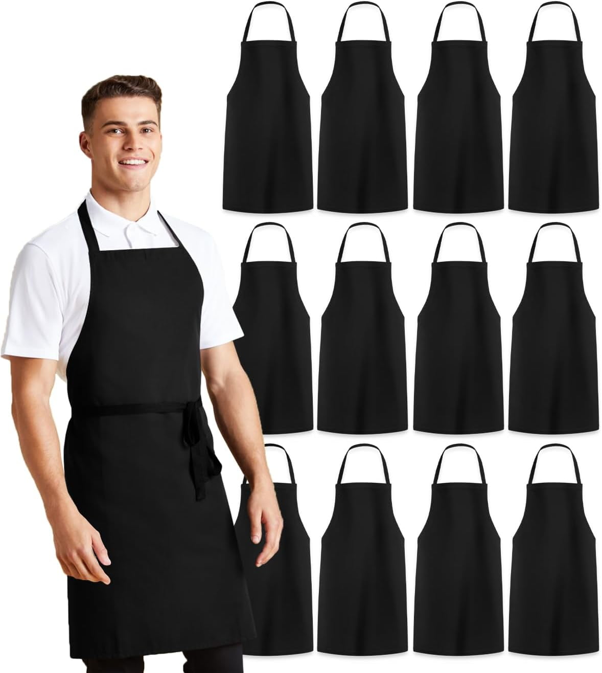 Aprons for Men - 100% Polyester Chef Apron Women with Extra Long Ties ...