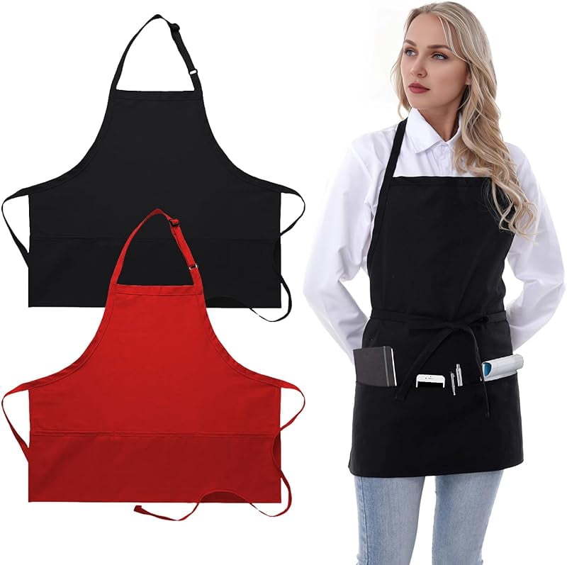Aprons for Women Men Kitchen Cooking Short Apron with 3 Pockets Work ...