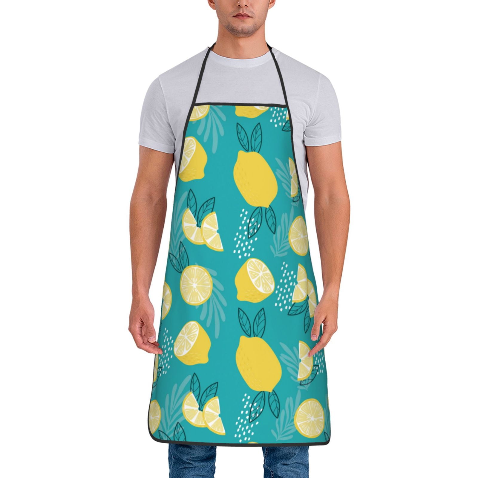 Aprons for Women Men, lemon blue Waterproof Apron for Kitchen Cooking Baking Grill Gardening ...