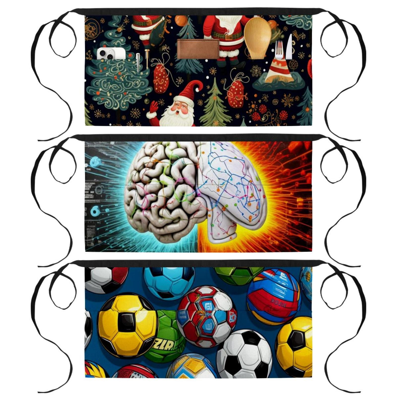 Aprons for Women with 3 Pockets, Unisex Half Short Work Aprons, 3 Packs ...