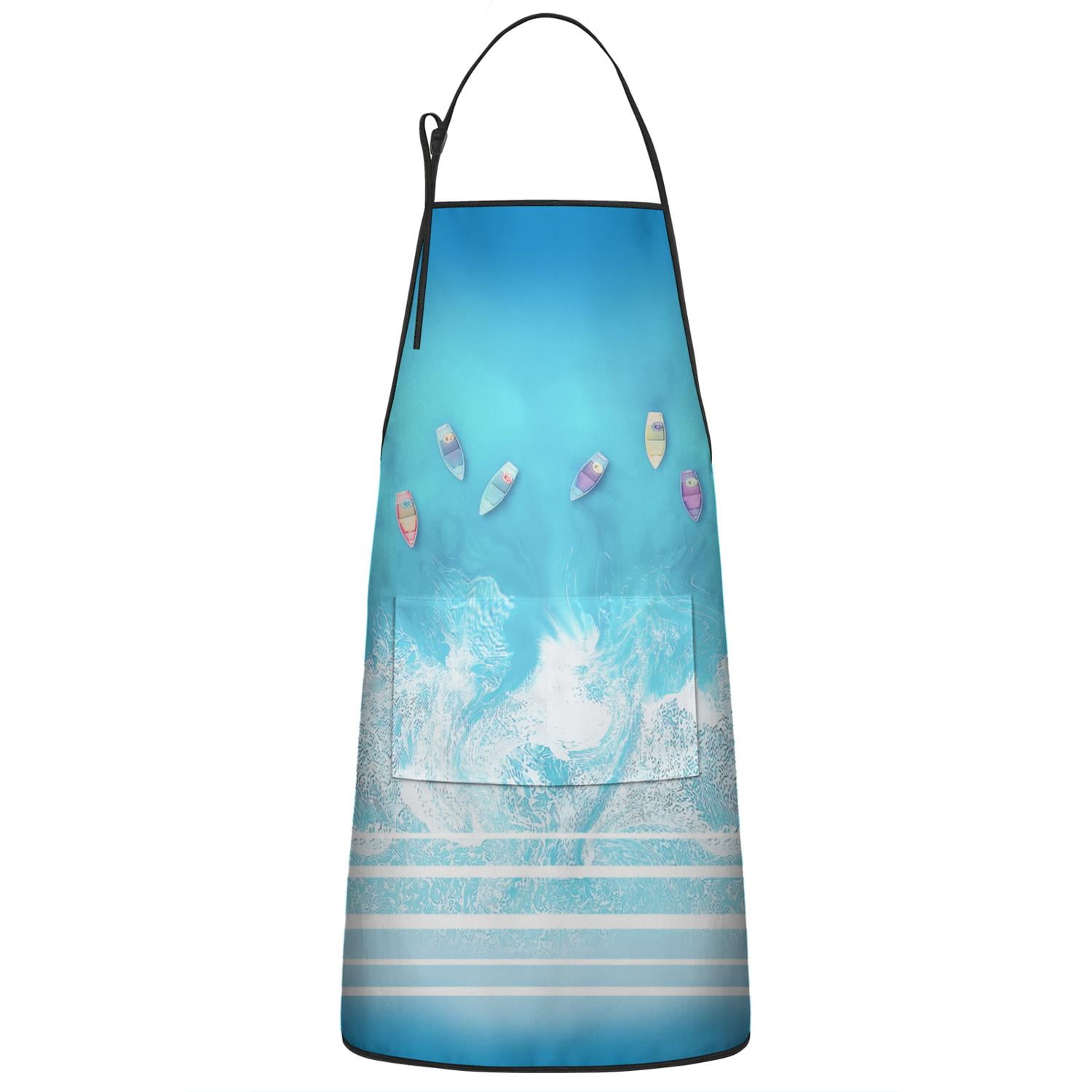 Aprons with Pockets Sea Beach Blue Boat Bib Apron Cool Adjustable ...
