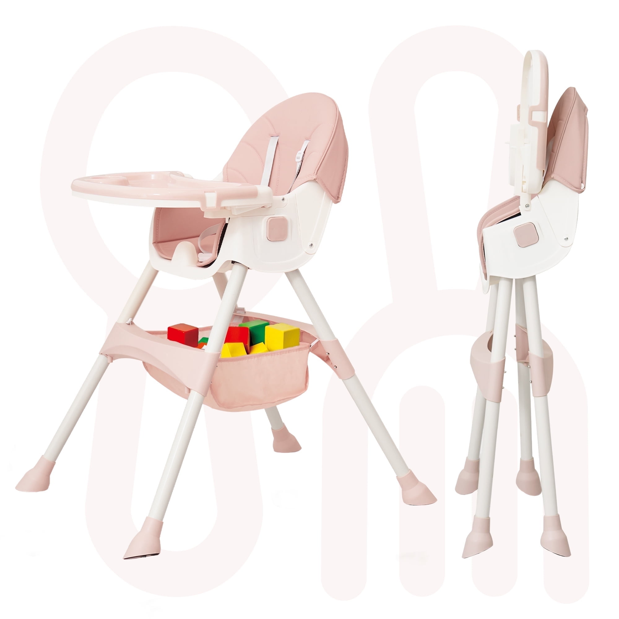 Aprpink 6-in-1 Baby Convertible High Chair with 5-Point PU Safety ...