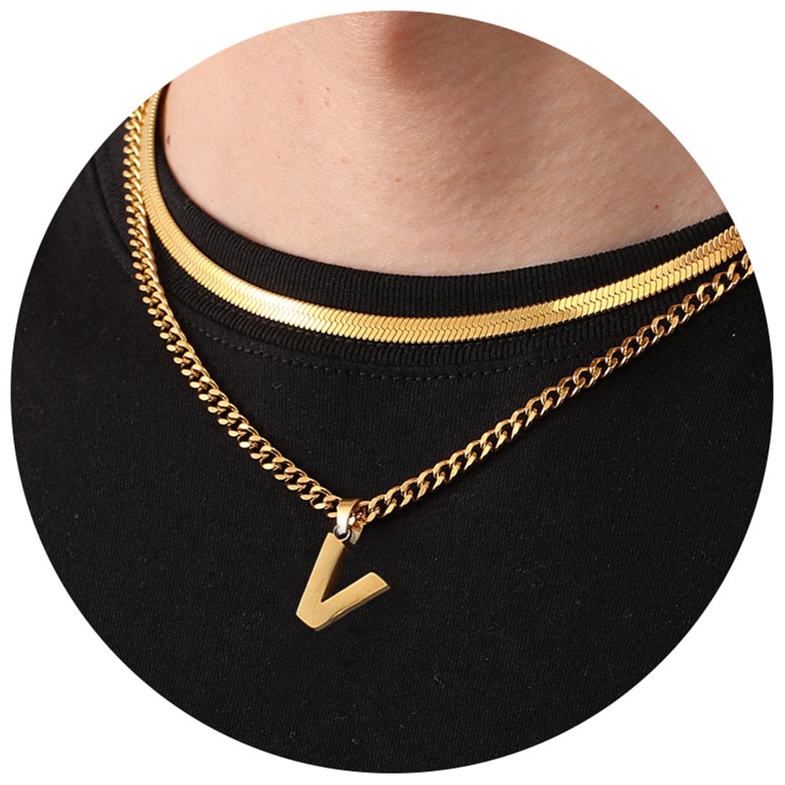 Apsvo 2pcs Men Chain Necklaces,18 Inch Herringbone Link Chain and 20 ...