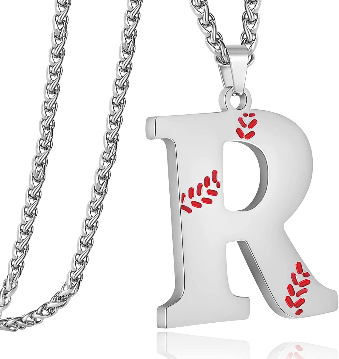 Apsvo Baseball Initial Necklace for Men Stainless Steel Baseball Letter ...