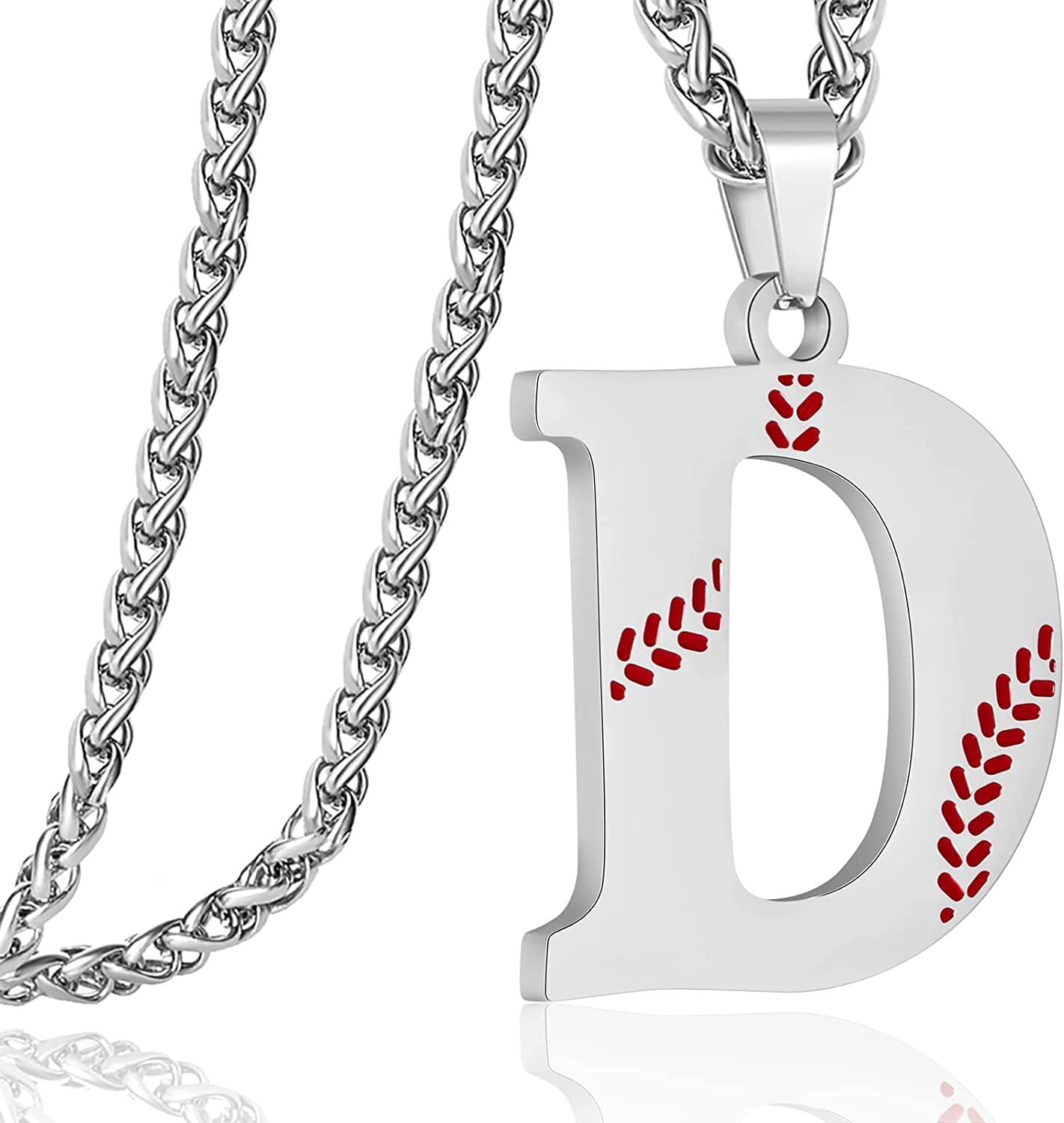 Apsvo Baseball Initial Necklace for Men Stainless Steel Baseball Letter ...