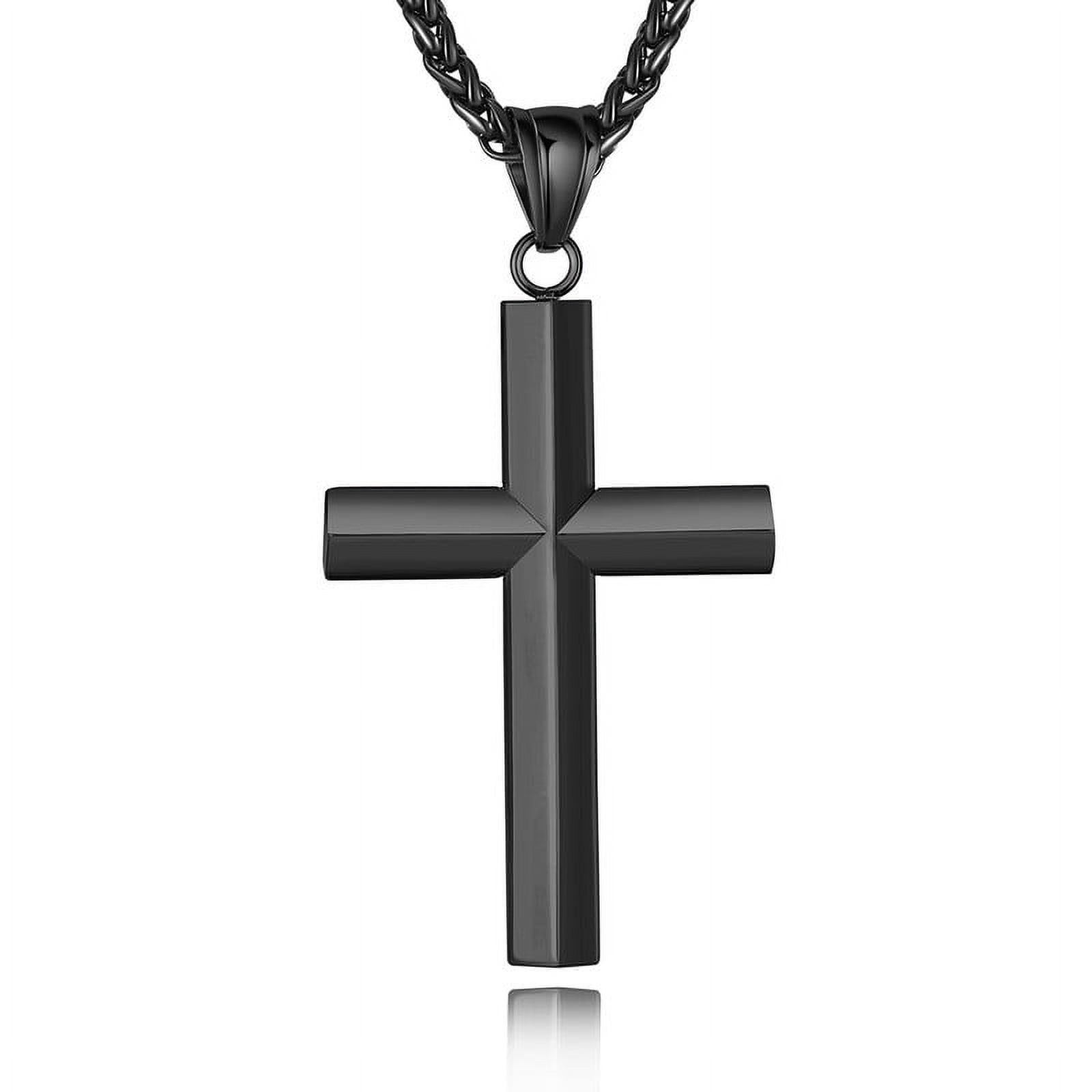 Apsvo Beveled Edge Black Cross Necklace for Men Stainless Steel Cross ...