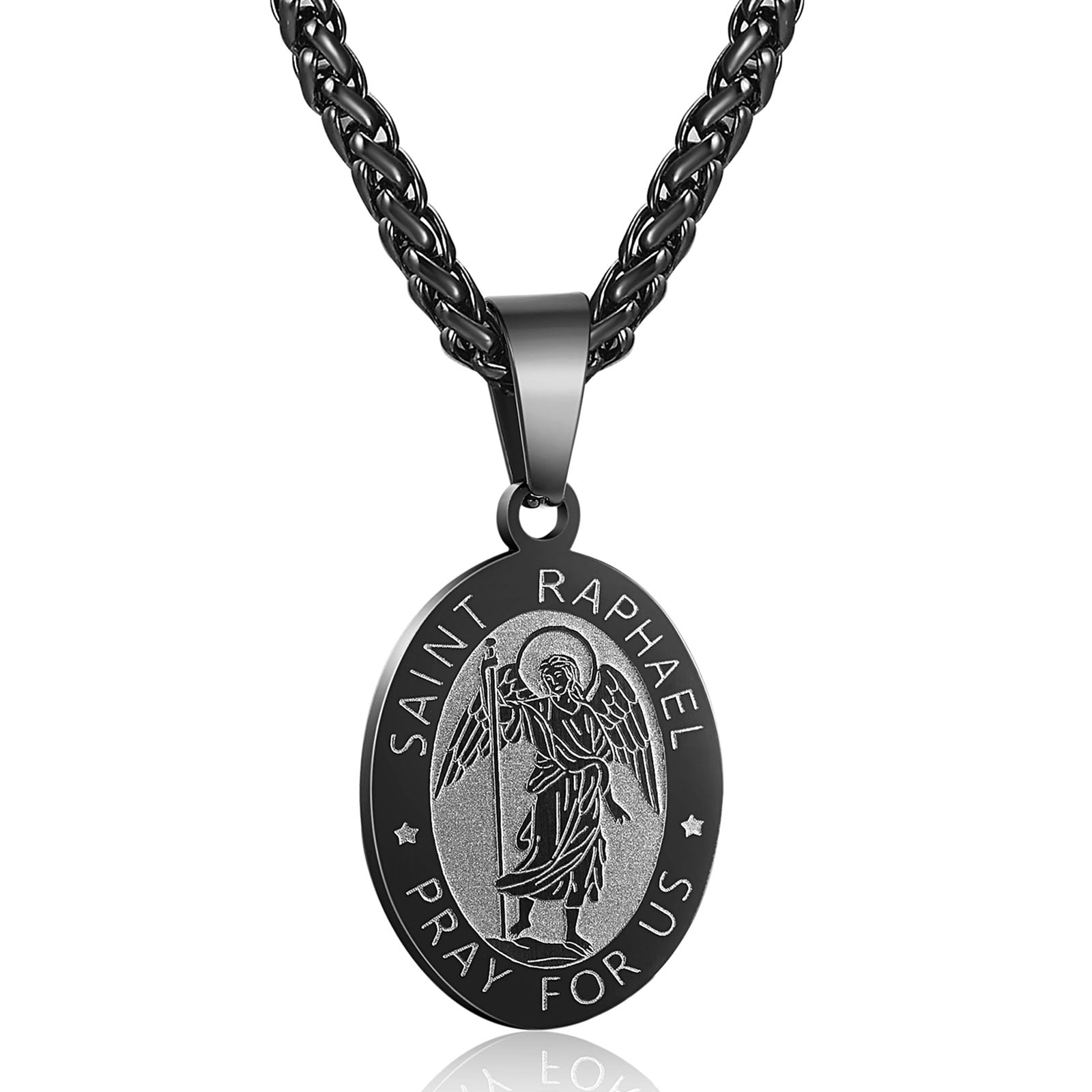Customer reviews for Apsvo Black Saint St Raphael Medal Necklace ...