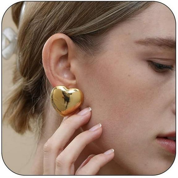 Gold Geometric Statement Stud Earrings for Women Chunky Pleated Texture ...