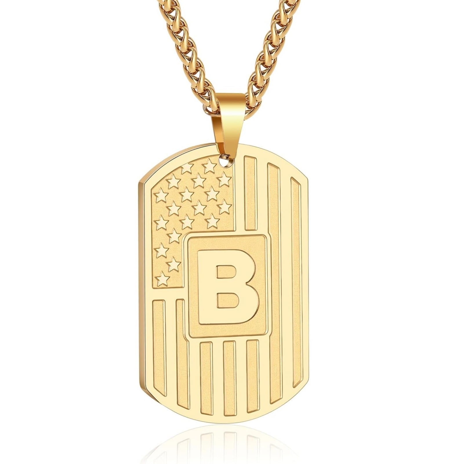 APSVO Gold Initial Necklaces for Men Boys Stainless Steel American Flag ...