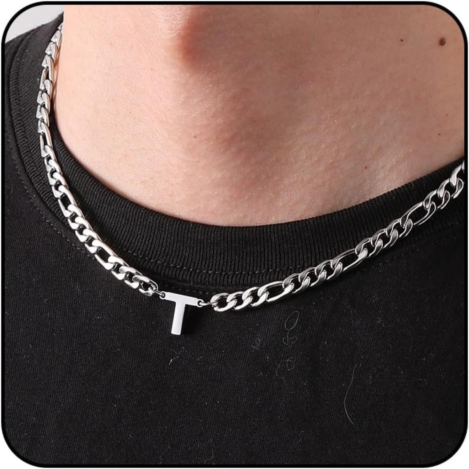 APSVO Silver Initial Necklaces for Men Boys Women Stainless Steel ...