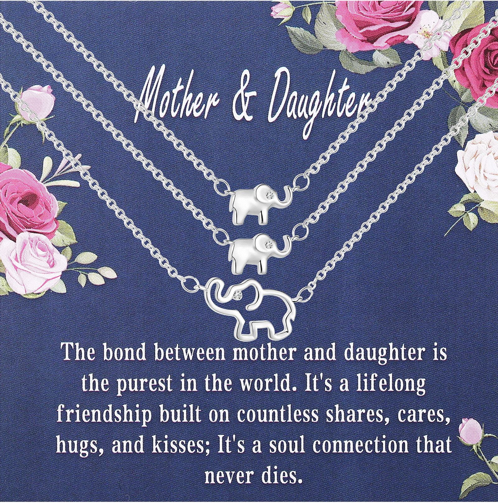 APSVO 18K White Gold Plated Elephant Mother Daughter Necklace Matching ...