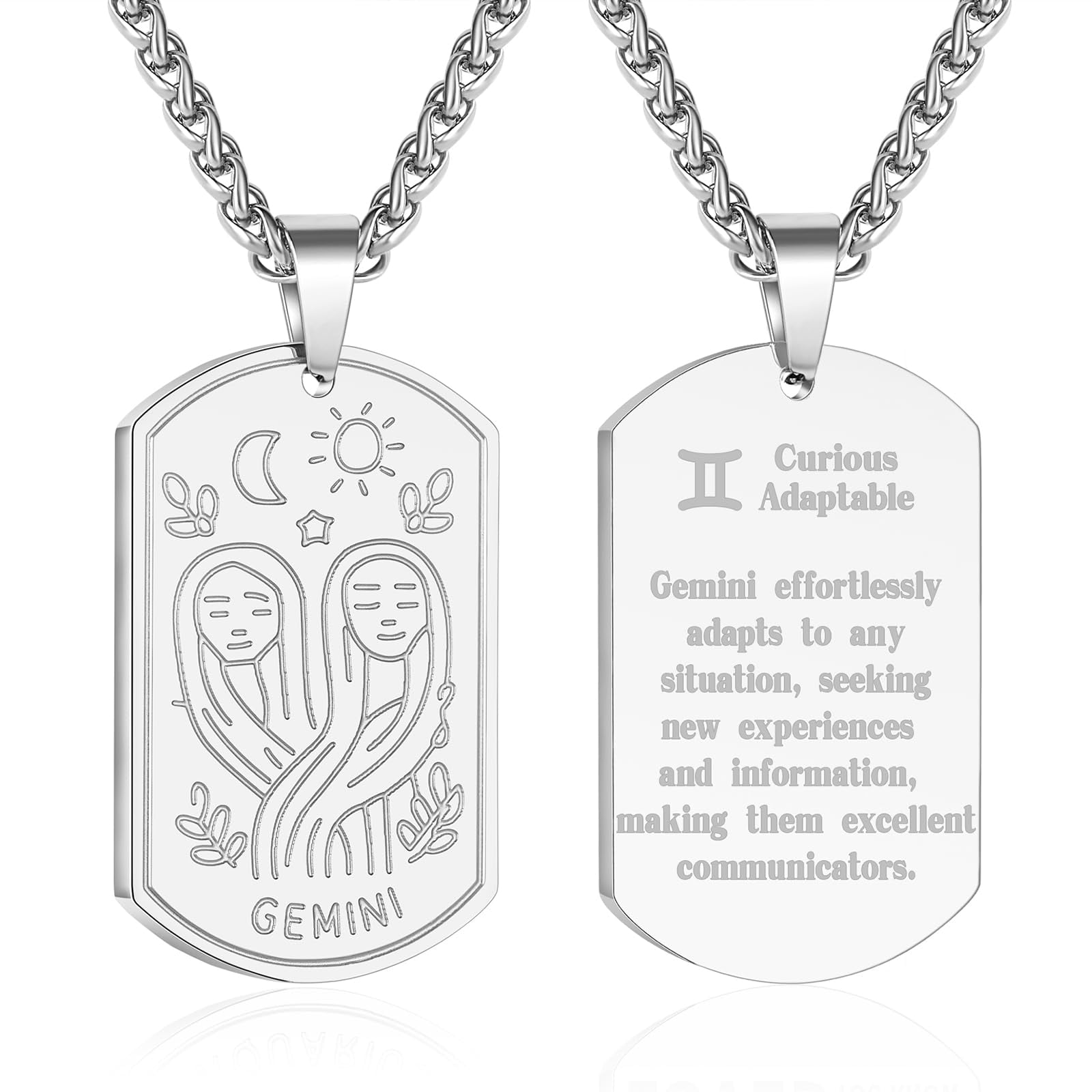 Apsvo Silver Dog Tag Necklace for Men Son Friend Husband Stainless ...