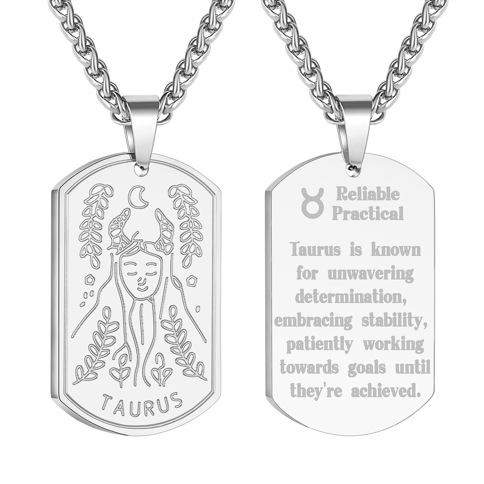 Apsvo Silver Dog Tag Necklace for Men Son Friend Husband Stainless ...