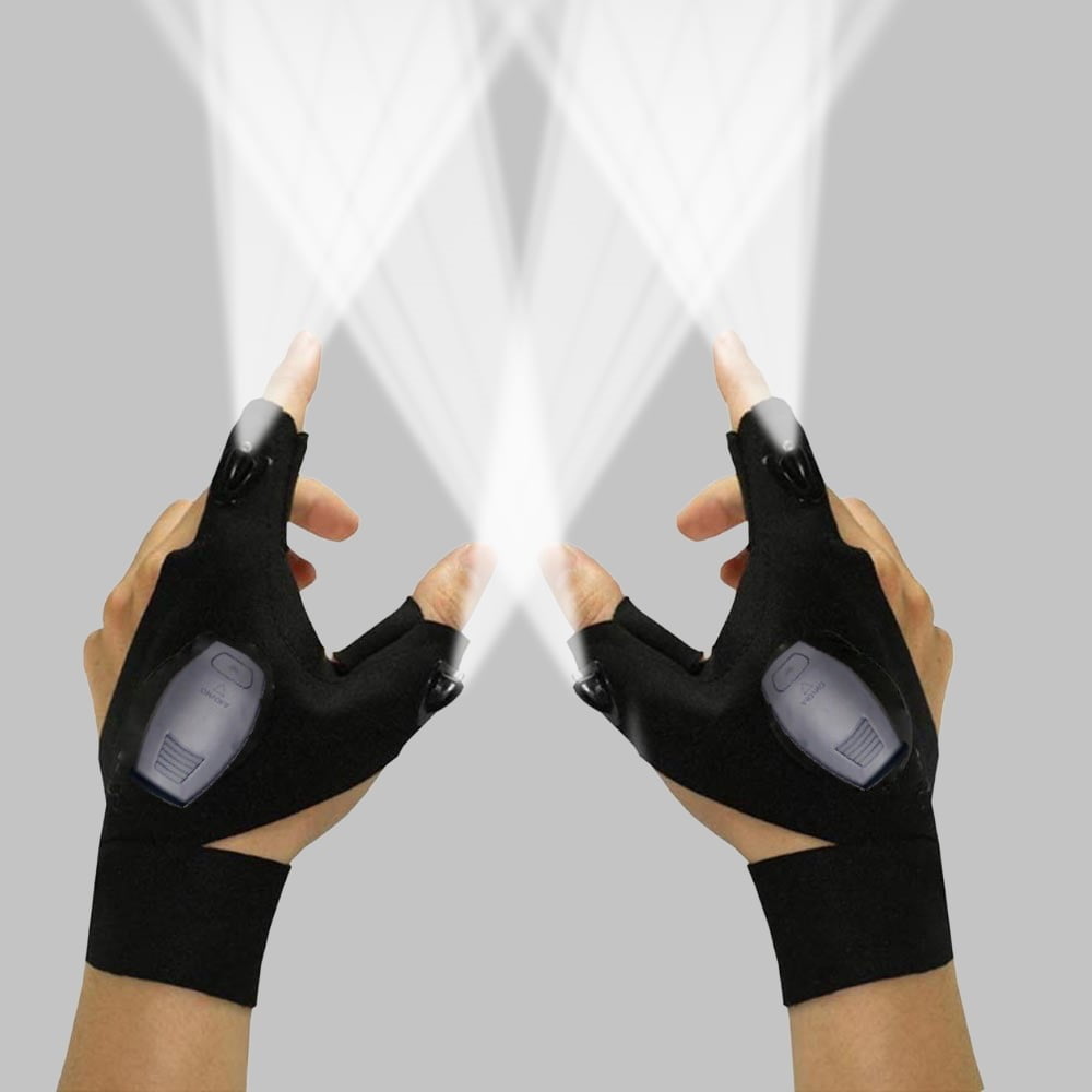 Aptoco 1-Pair LED Lights Flashlight Gloves, Fingerless Work Gloves for ...