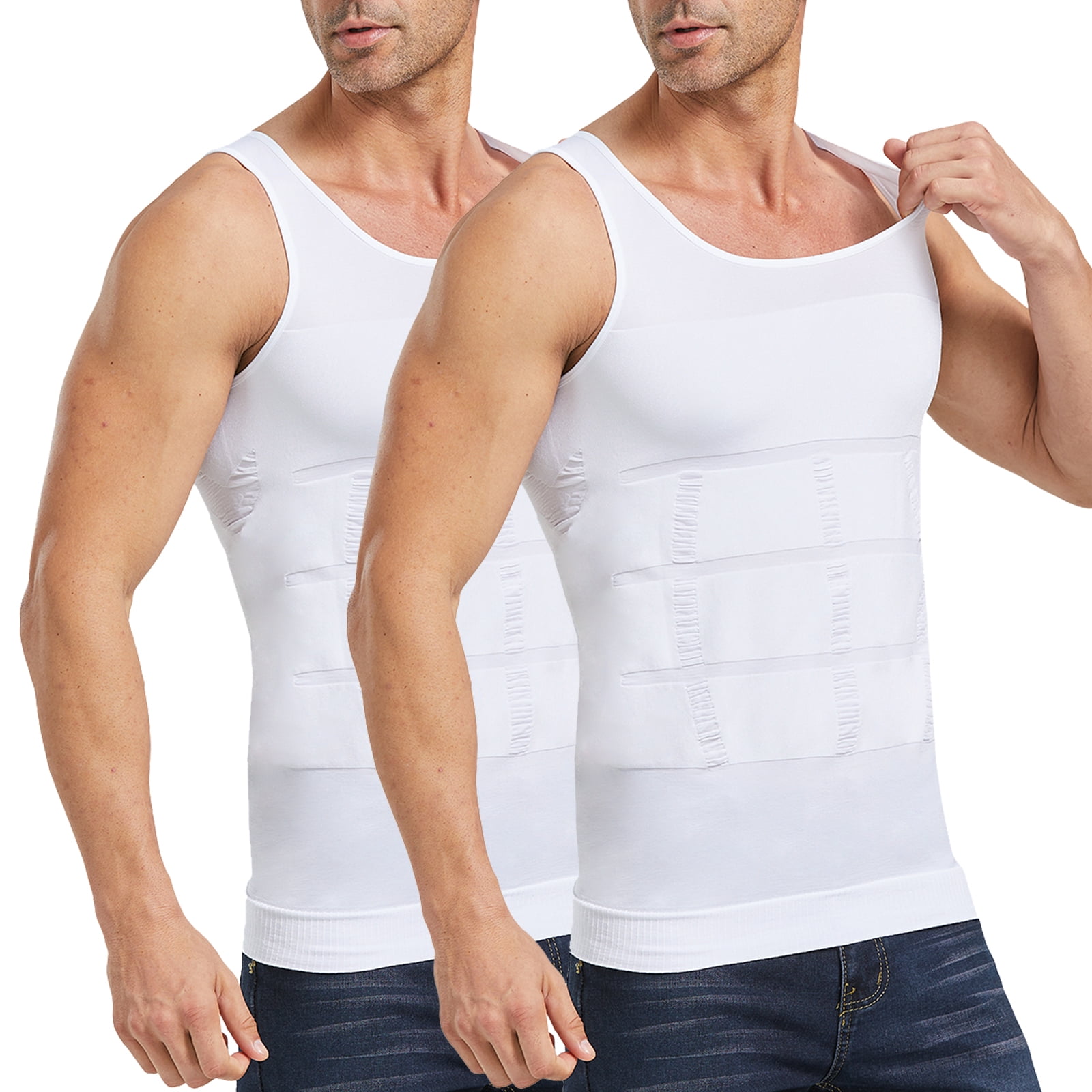 Aptoco 2 Pcs Compression Shirts for Men Gynecomastia Tank Tops Body ...