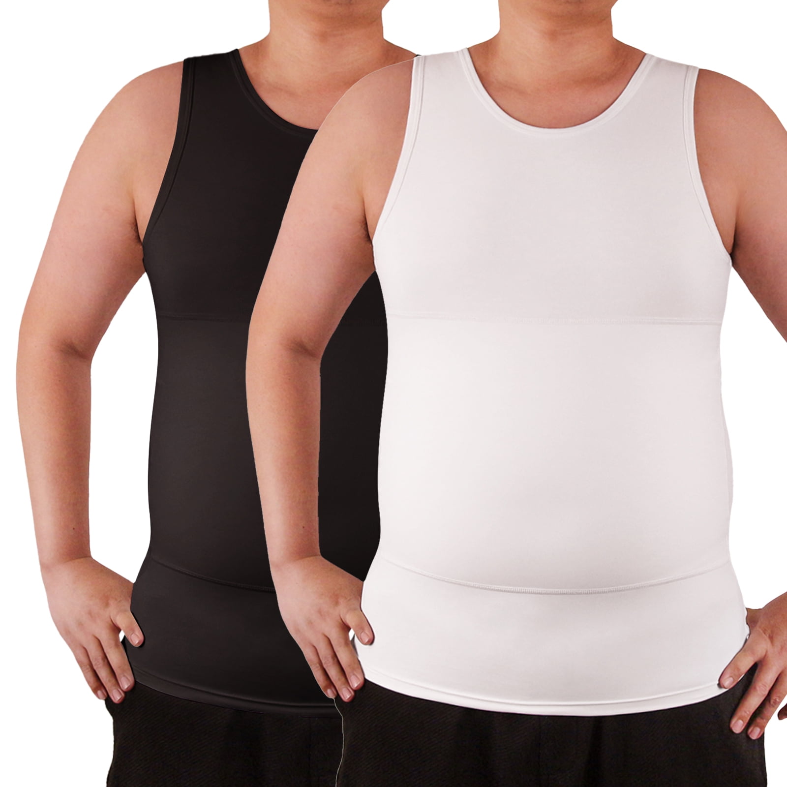 Aptoco 2 Pcs Men's Compression Shirts, Body Shaper Vest Slimming ...