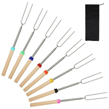 "Best 12 PACKS Marshmallow Roasting Sticks 32"" Set of 8 BBQ Skewers with Wooden Handle ...