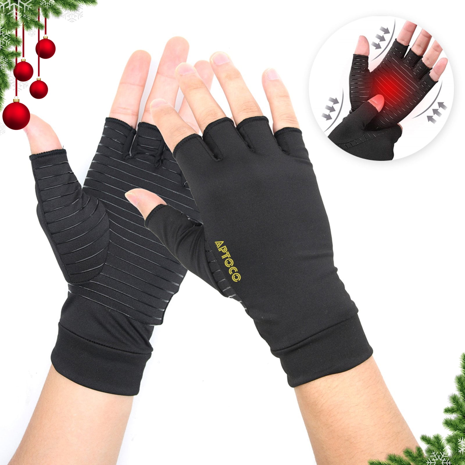Aptoco Arthritis Compression Gloves for Men Women, Copper Fiber ...
