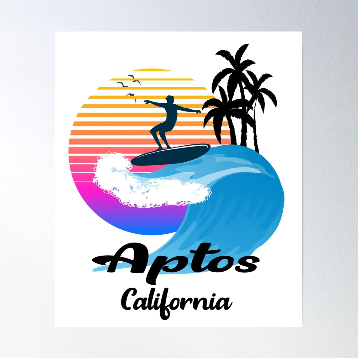 Aptos California Seaside Retro Sunset- Vintage Wall Arttrendy Retro ...