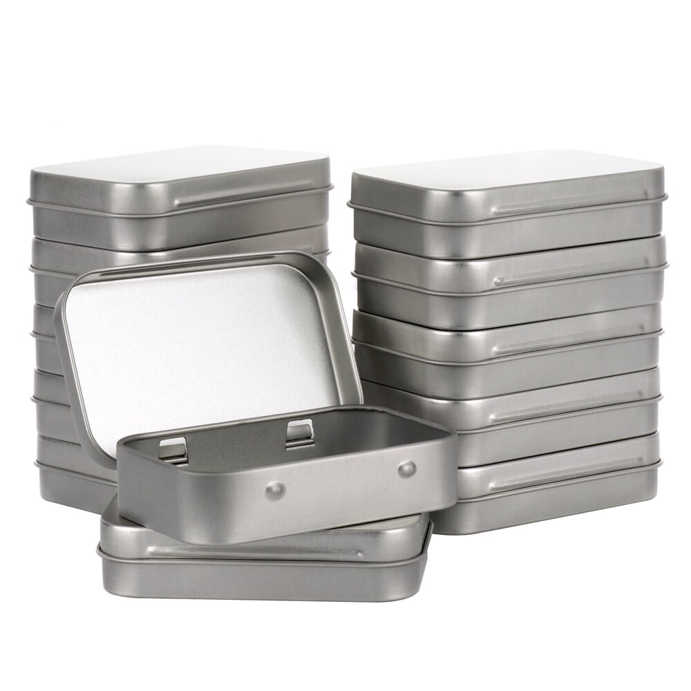 Apuakthei 12pcs Metal Rectangular Empty Hinged Tins Box Containers 9.4 ...
