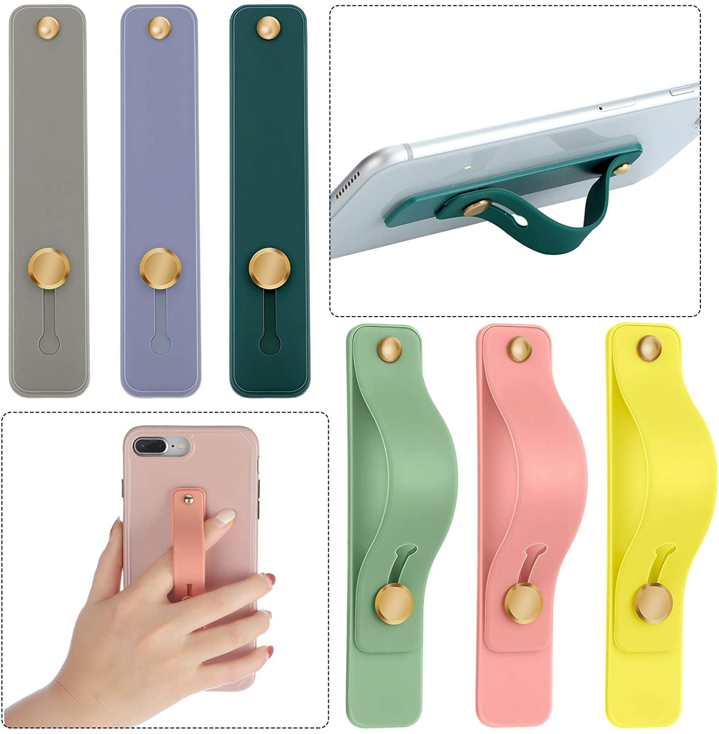 Apuakthei 6 Pieces Phone Strap Grip Holder Finger Cell Phone Grip ...