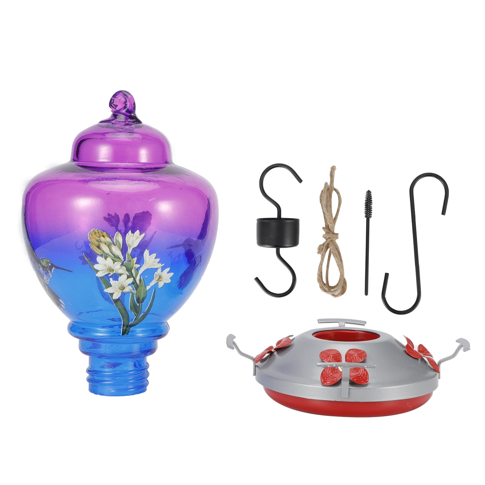 Apuakthei Hummingbirds Feeder Hanging Glass Bird Feeder Outdoor Food ...