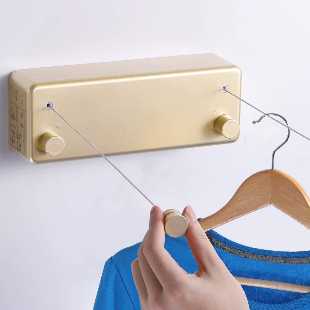 Indoor/Outdoor Retractable Clothesline - Heavy Duty, Wall-Mounted ...