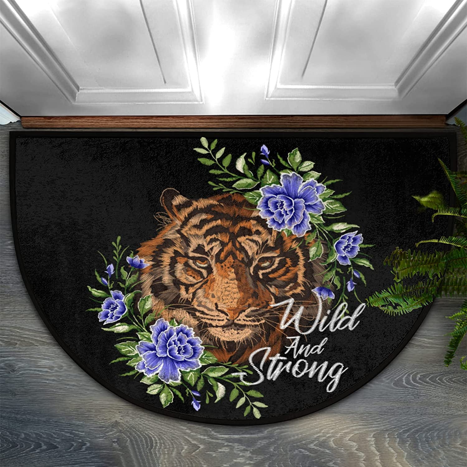 Apular Chinese Tiger Pattern Half Round Door Mat Half Circle Area Rug ...