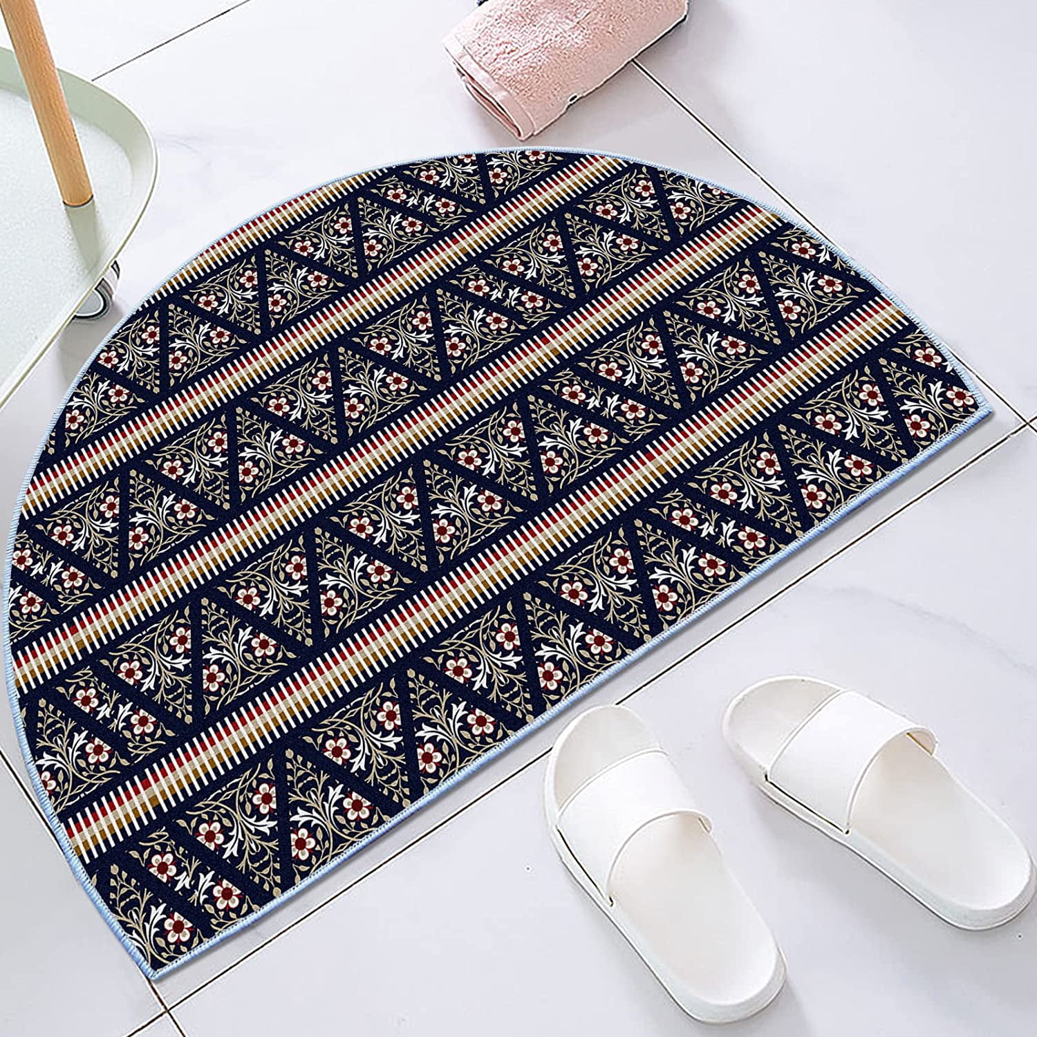 Apular Color Flower Geometry Nationality Half Round Door Mat Half ...