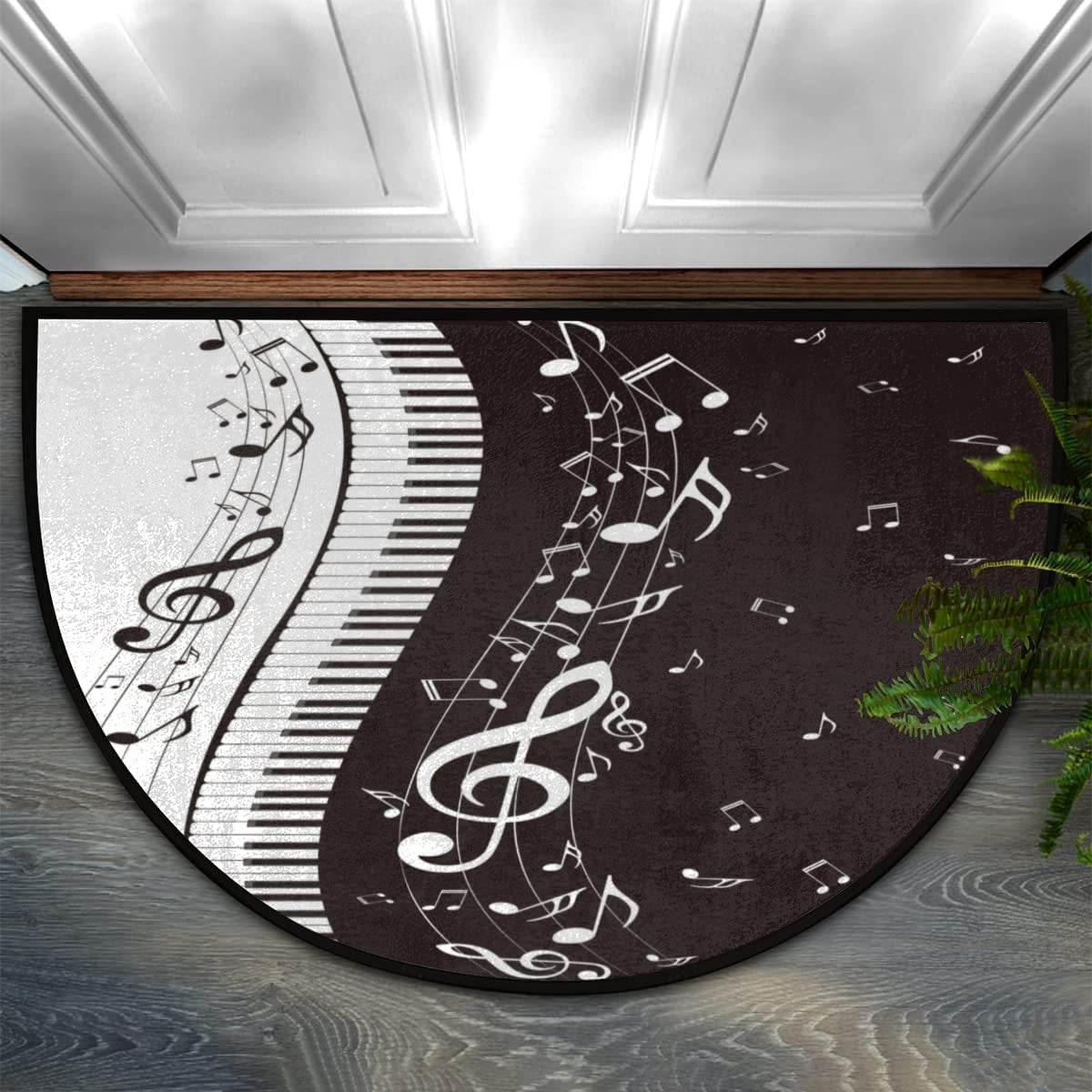 Apular Fashion Doormat Bathroom Rugs Music Notes Piano Keyboard Half ...