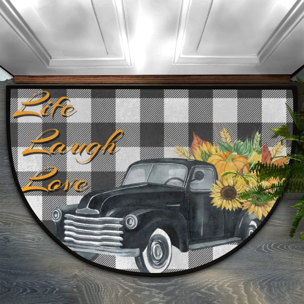 Apular Fashion Doormat Bathroom Rugs Plaid Truck Sunflower Quote Half ...