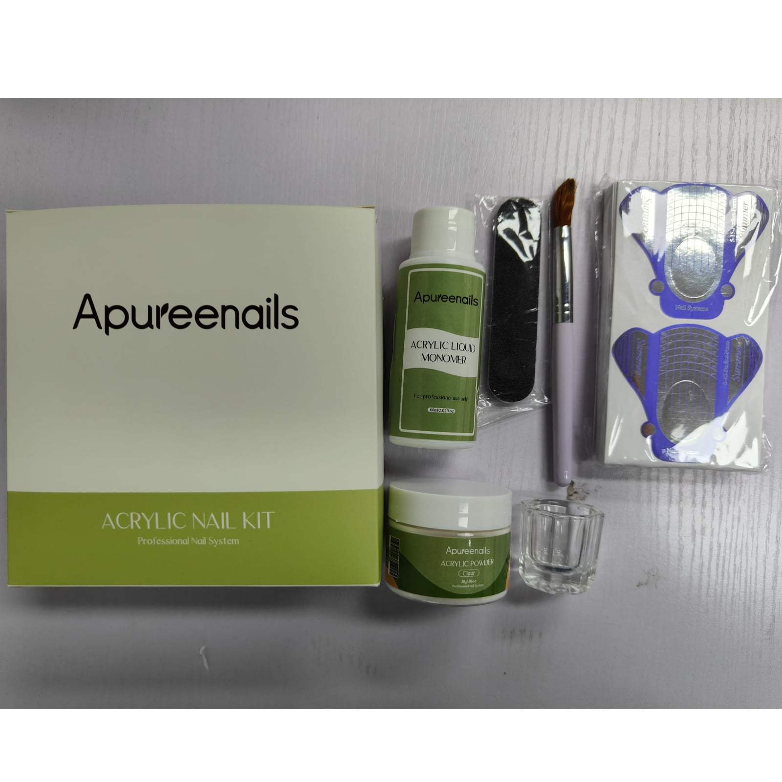 Apureenails Acrylic Nail Kit – 30g Clear Acrylic Powder & 60ml Acrylic ...