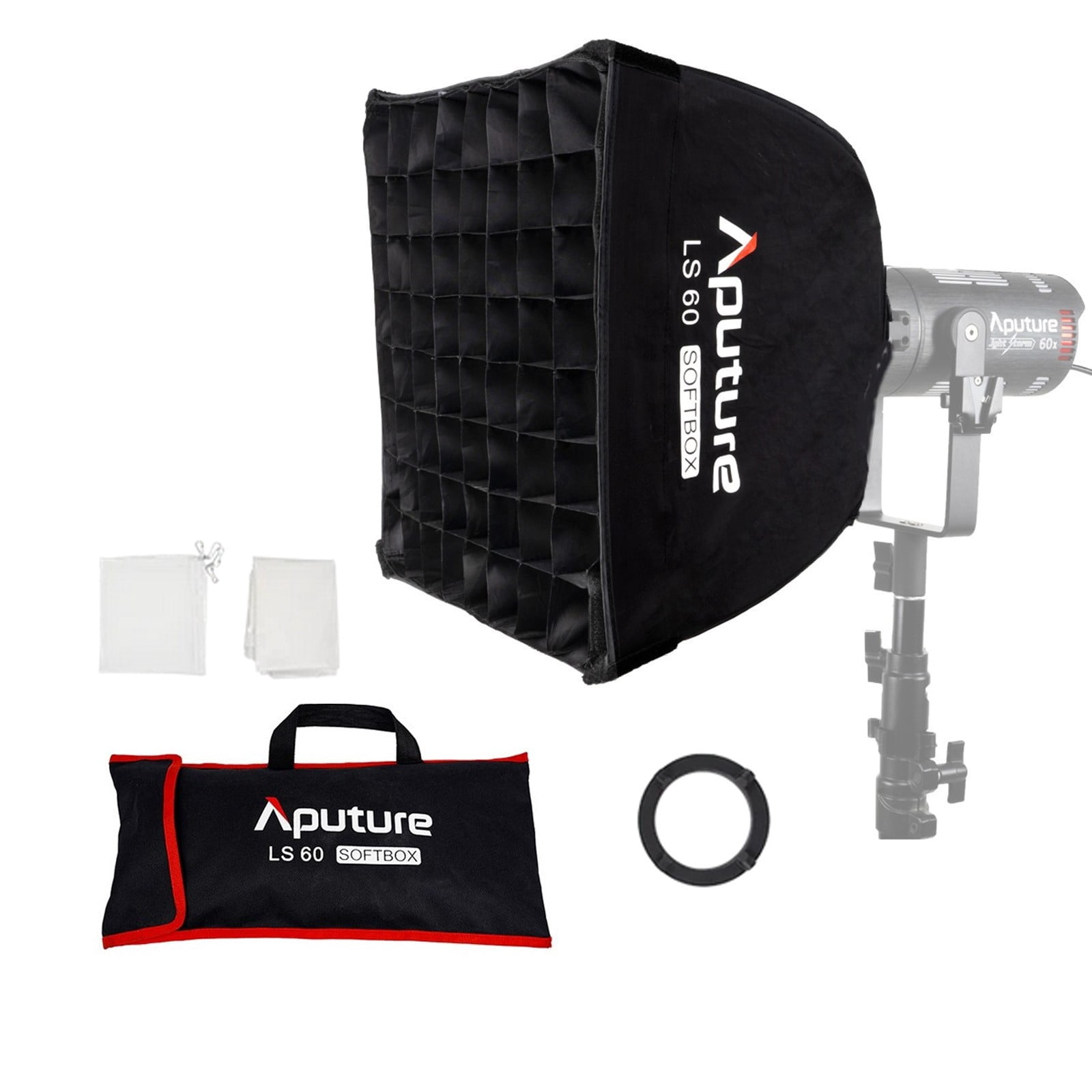 Aputure LS 60 Compact Square Softbox with 45° Control Grid Carrying Bag ...