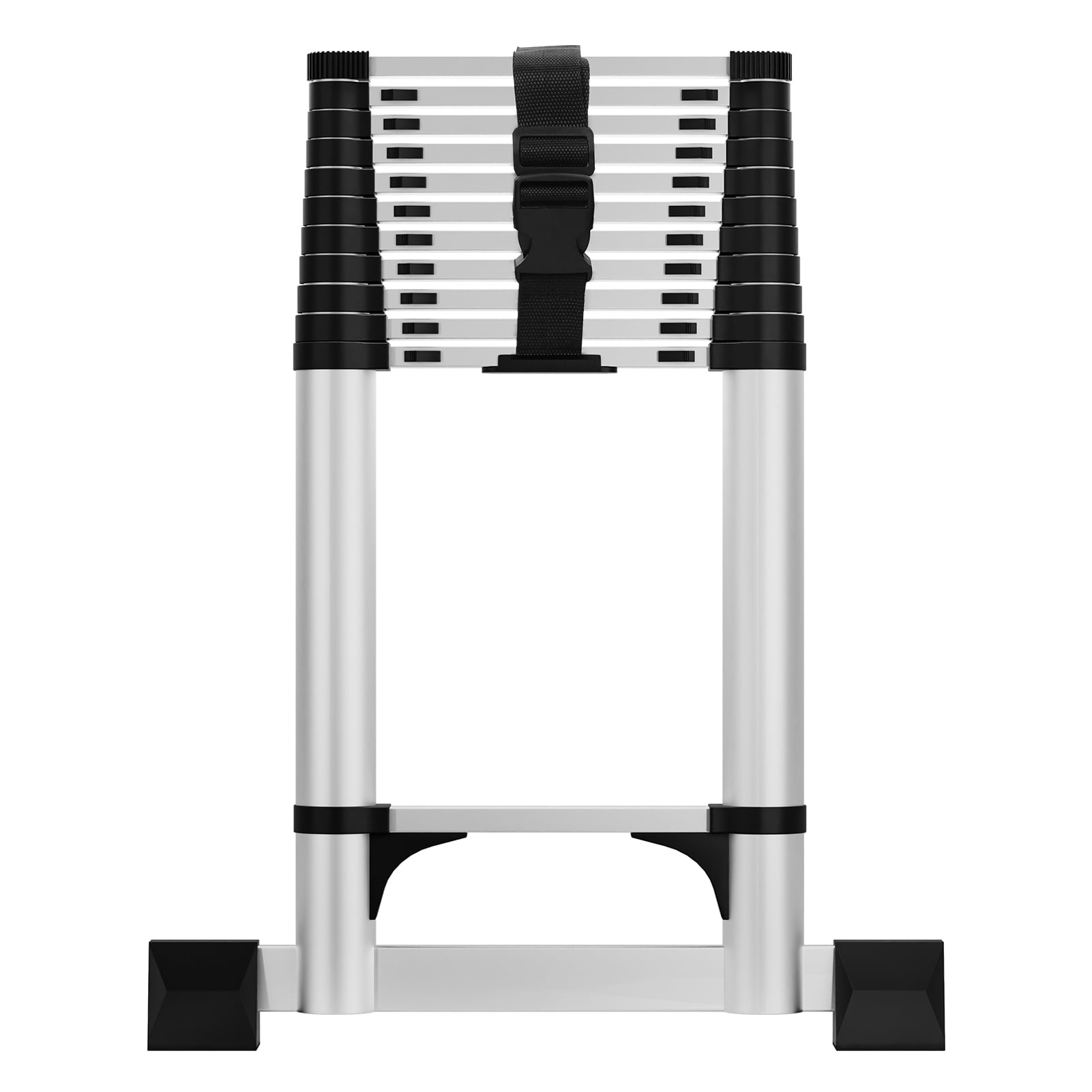 Aqmeifen 12.8ft Stainless Steel Telescoping Extension Ladder with ...