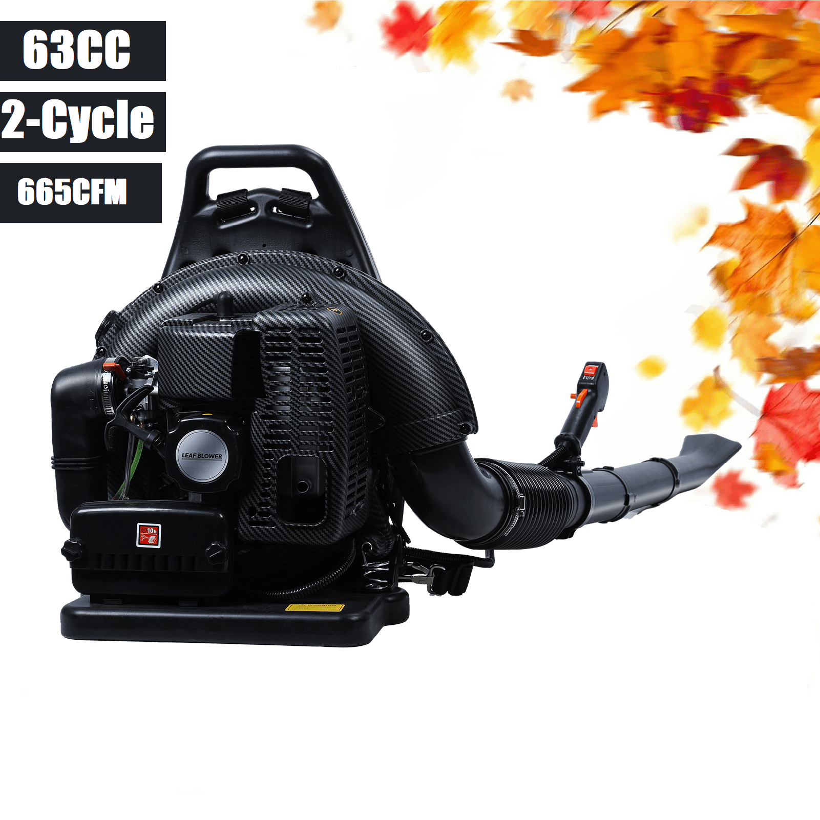 Aqmeifen 63CC 665CFM 3HP Gas-Powered 2-Cycle Backpack Leaf Blower for ...