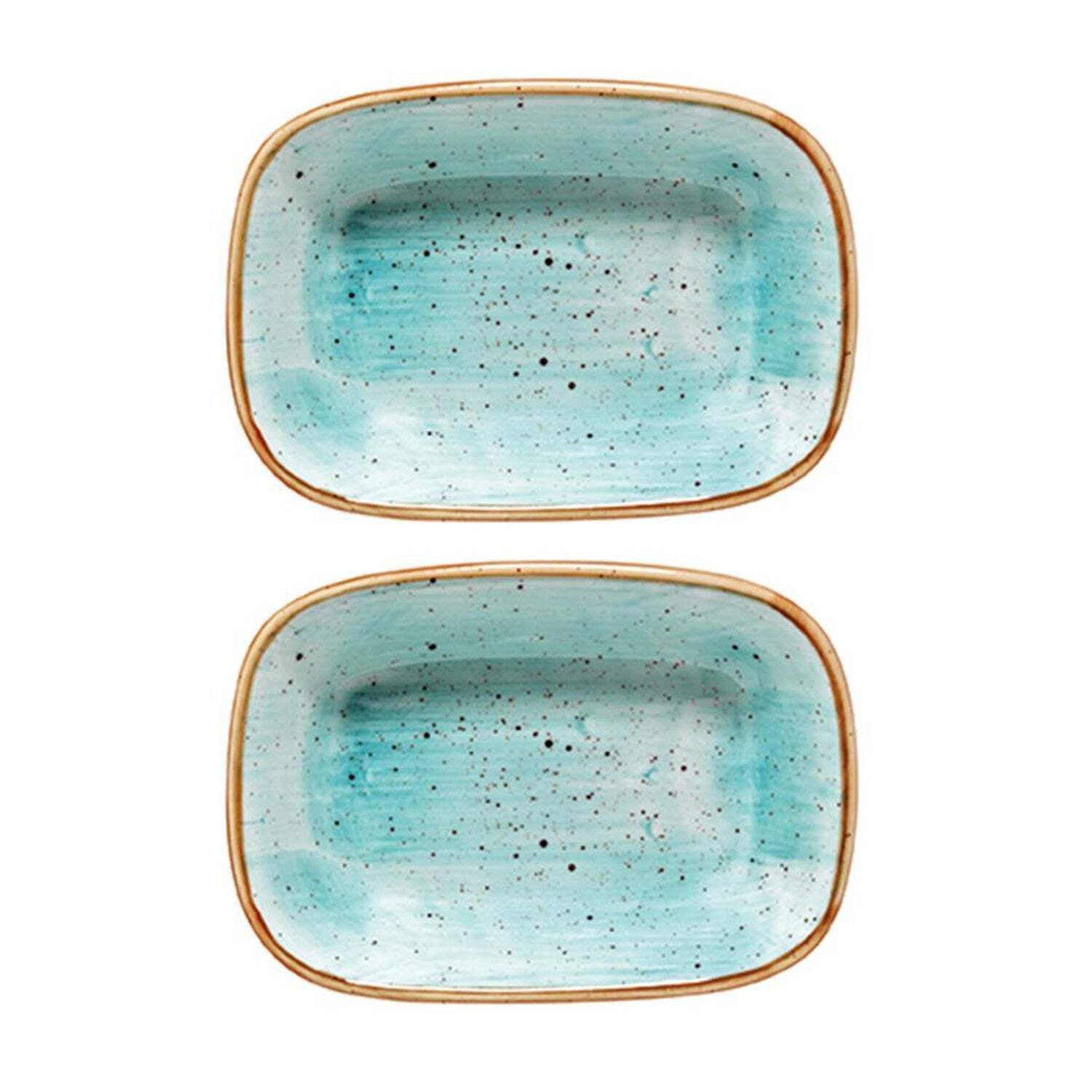 Aqua 5.5" x 4" x h:1.25" 7 oz. Rectangular Blue Porcelain Deep Plate ...
