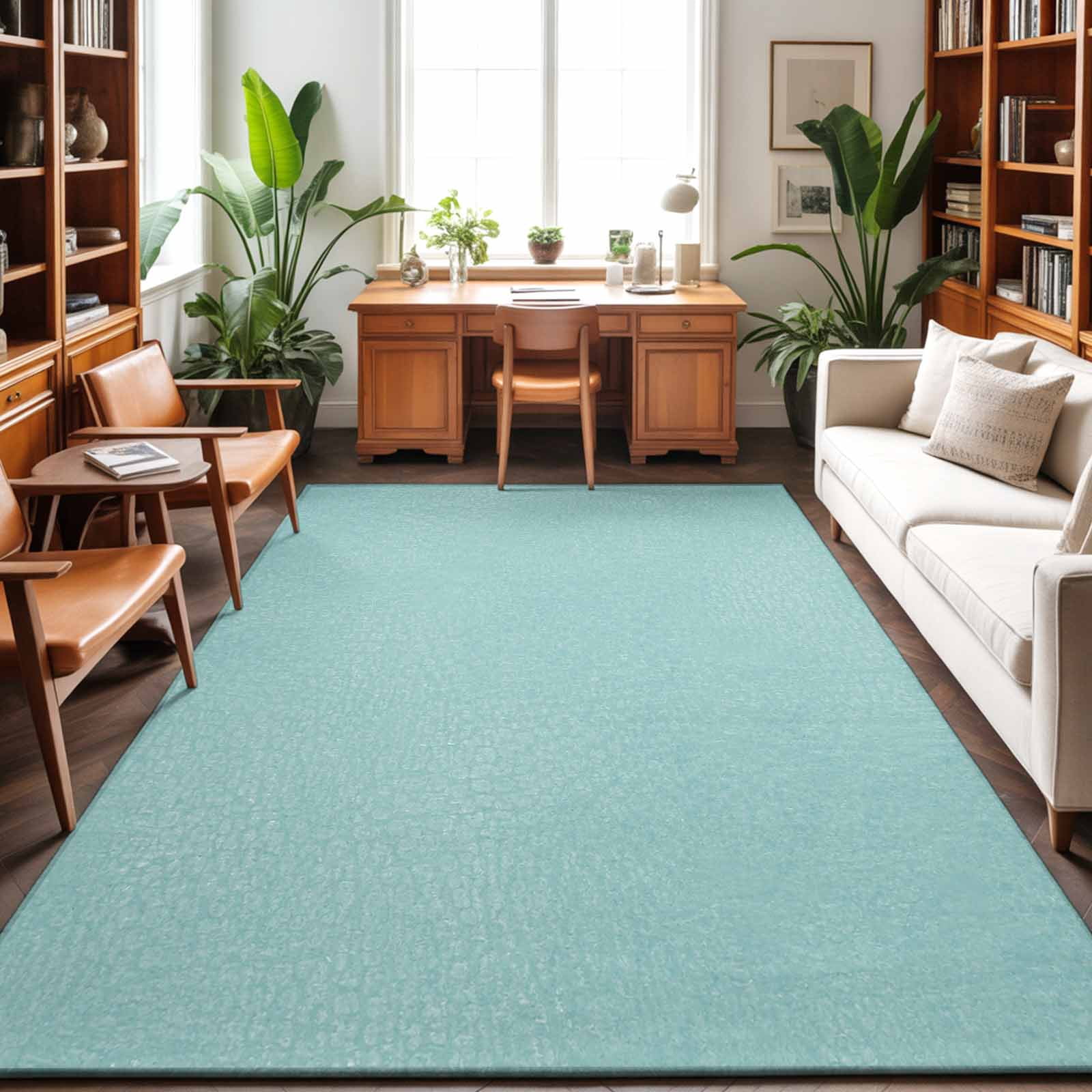 Aqua 6'x9' Rug for Dining Room Table and Chair Setup, Natural Solid ...