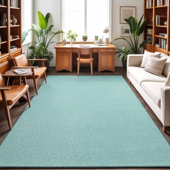 Aqua 6'x9' Rug for Dining Room Table and Chair Setup, Natural Solid ...